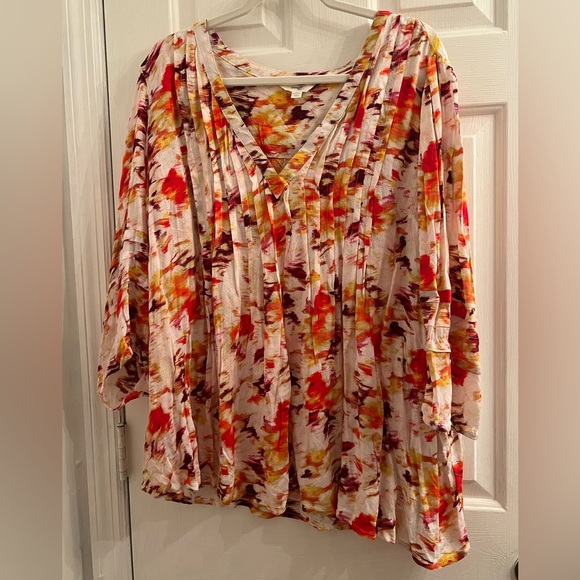 Terra & Sky | Tops | Size 2x Multicolor Blouse Flowy Crinkle Paint ...